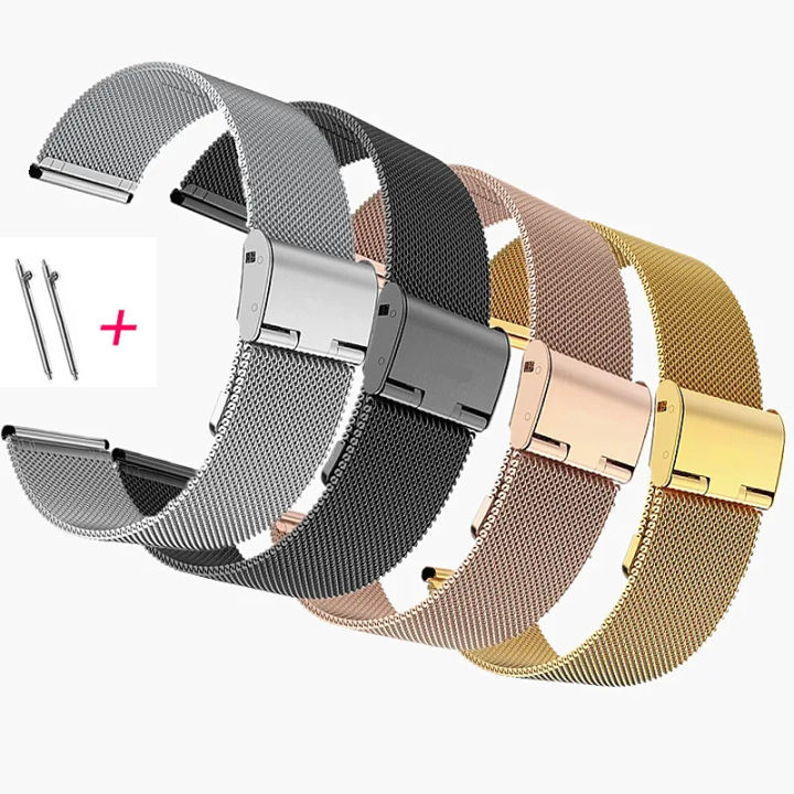 Universal Milanese Loop Strap 18mm 20mm 22mm Silver Metal Stainless Steel Quick Release ...