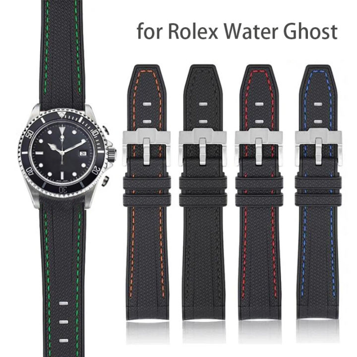 Strap for Rolex Black Green Water Ghost 20mm 22mm Men Diving Curved End ...