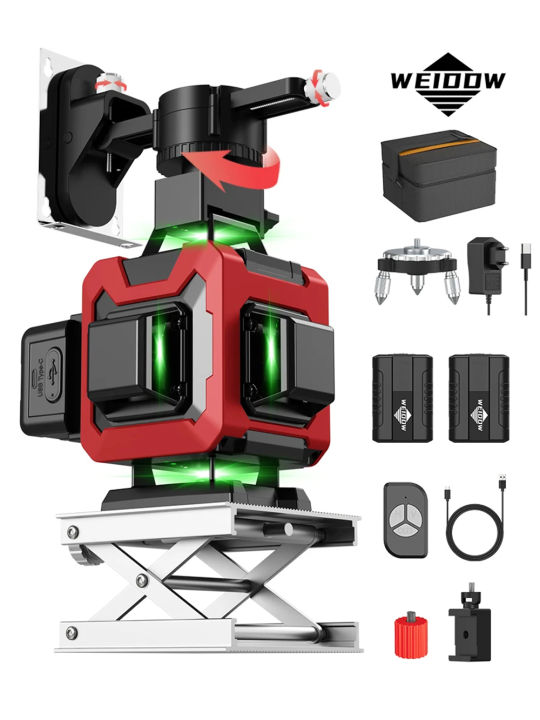 WEIDDW Nivel Laser 16 Lines Professional Laser Level Horizontal Vertical Green Beams Automatic ...