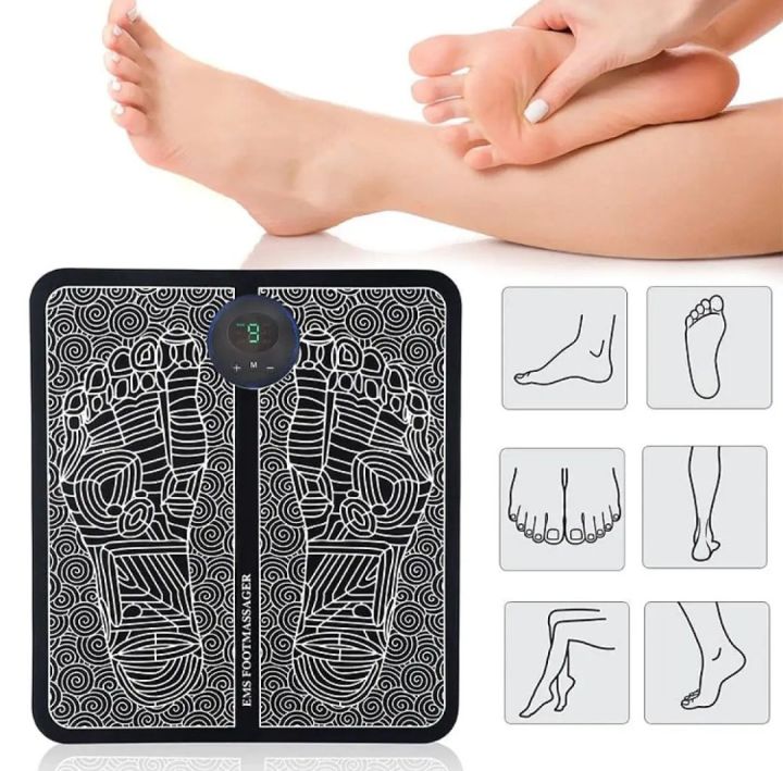 Rechargeable Portable Ems Electric Foot Massage Pad Feet Simulator 1654