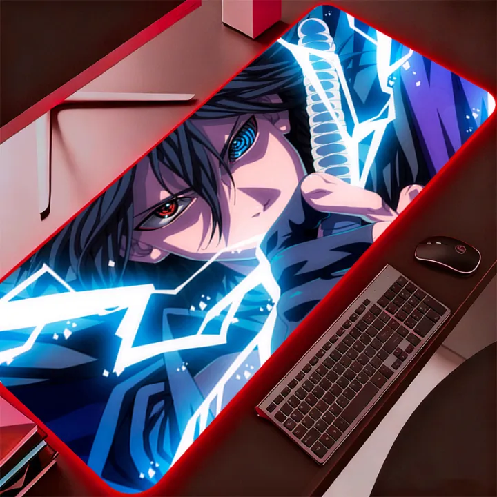 RGB Mouse Pad Naruto Sasuke Game Rubber Backlight Pc Keyboard Laptop ...