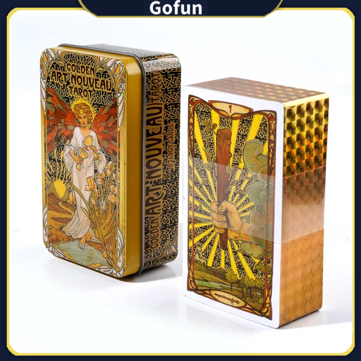 Golden Art Nouveau gypsy tarot card (ready to ship)🇹🇭Iron box Tarot ...