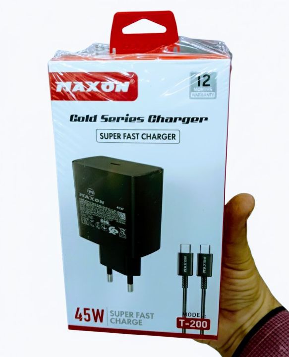 Maxon T-200 45W Super Fast PD Type C to Type C Charger with Type Cable ...