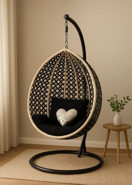 Egg Hanging Swing Chair Jhoola With Stand, Cushion Set | Daraz.pk
