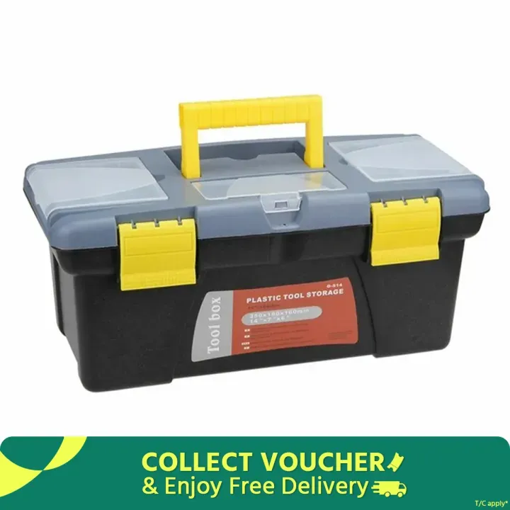 12-inch Tool Box Plastic Tool Box with Tray and Organizers Includes ...