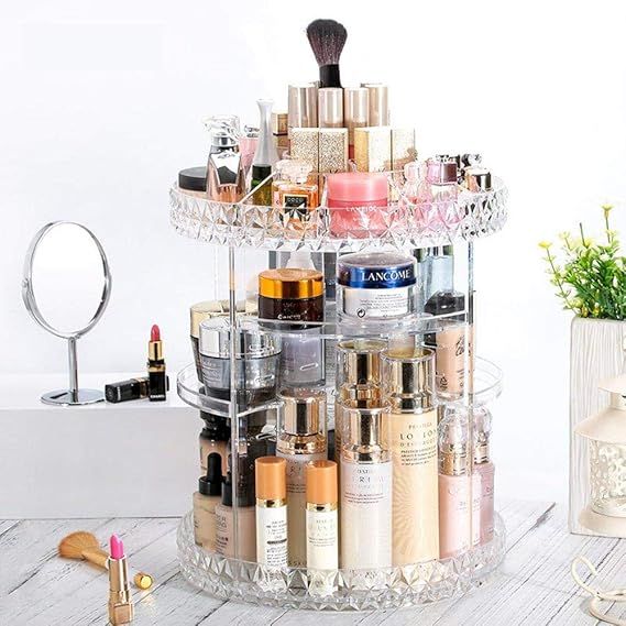 Makeup Organizer 360-Degree Rotating Adjustable Multi-Function Acrylic ...