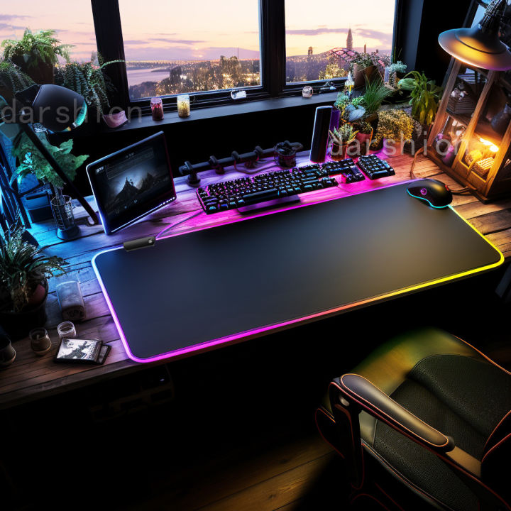 RGB Glow Gaming Desk Mat: Extra Large Thick LED Mouse Pad with Keyboard ...