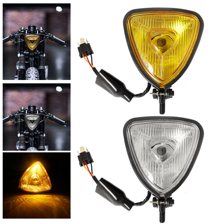 Motorcycle Universal Vintage Cafe Racer Head Lights Retro Triangle ...