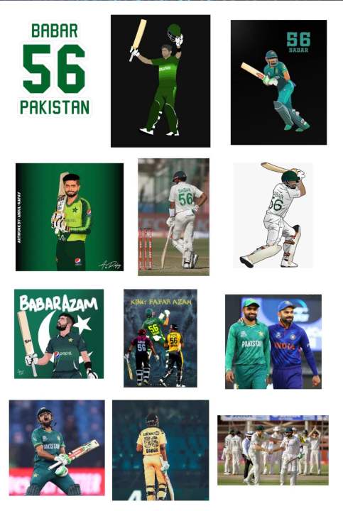 Sticker of baber azam cricketer 4,8,12 pcs sets available | Daraz.pk