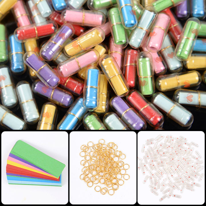 100pcs Message Capsule Mini Wish Notes Love Pill with Roll Papers ...