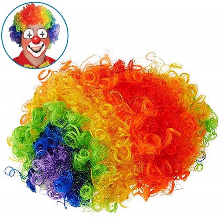 Multi color clown wig for kids with nose | Daraz.pk