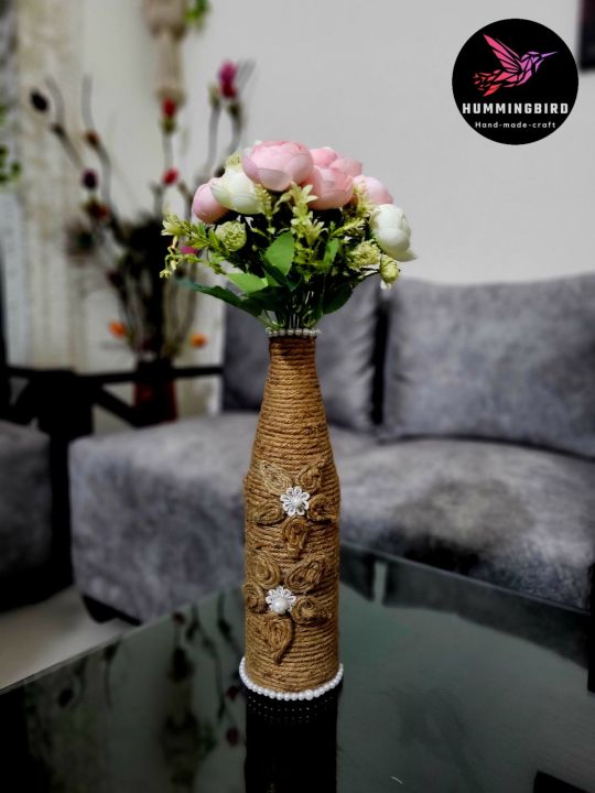 Jute Glass Made Hand crafted Flower Vase | Daraz.com.bd