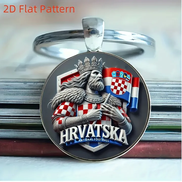 Croatia Keychain: Vintage checkered shield & HRVATSKA text. Durable ...