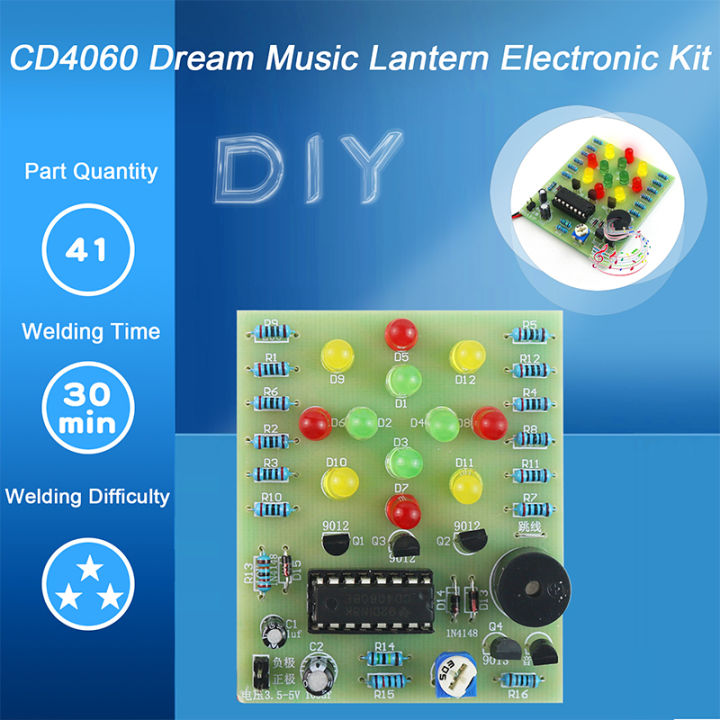 DIY Electronic Kit CD4060 Dream Lantern Music Box WeldingTtraining PCB ...