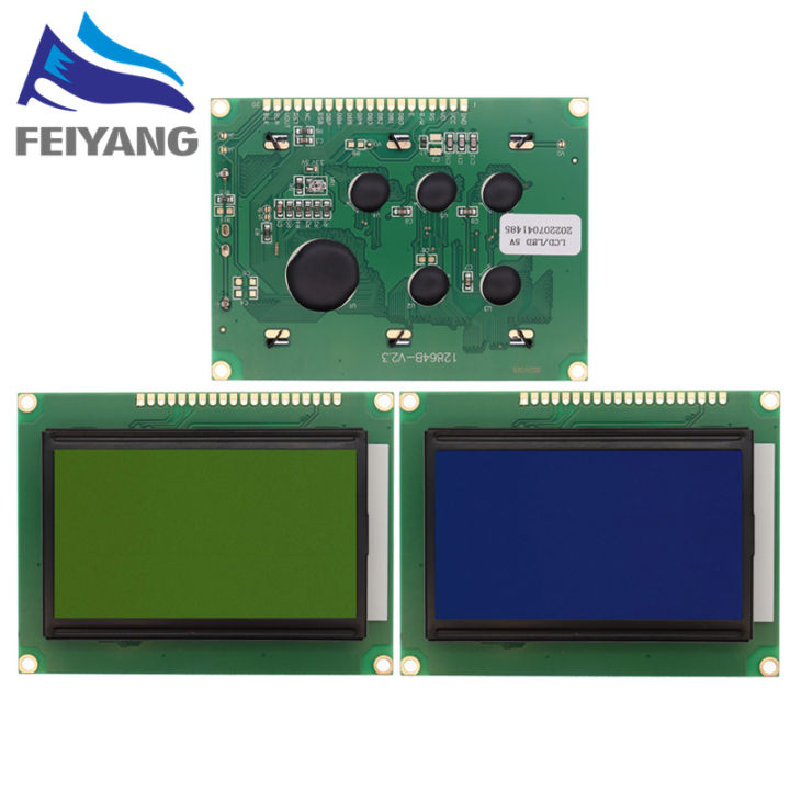 128*64 DOTS LCD module 5V blue screen 12864 LCD with backlight ST7920 Parallel port LCD12864 ...
