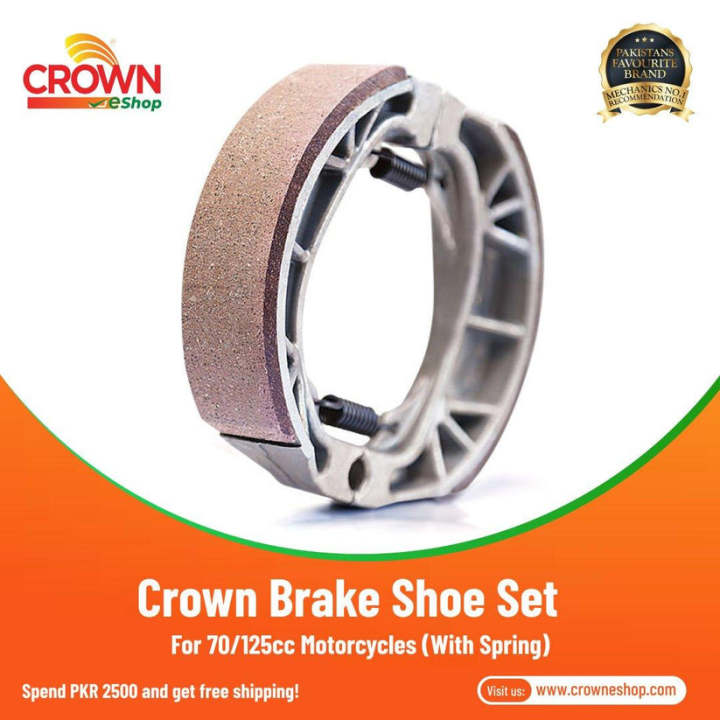 Crown Brake Shoe Set with Spring for 70/125cc Motorcycles | Daraz.pk
