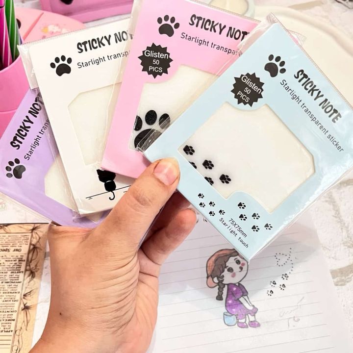 Clear Starlight Sticky Notes Glitter Transparent Memo Pad 100 Sheets ...