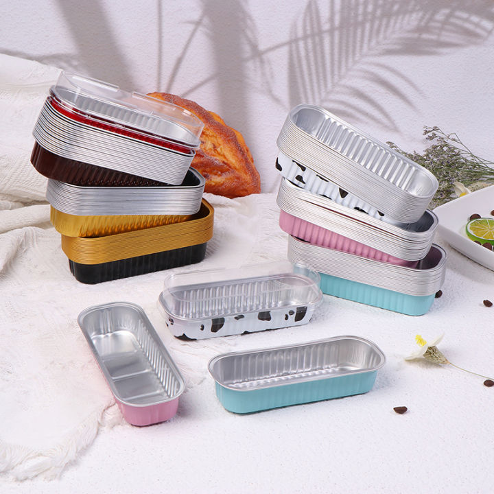 10Pcs Mini Loaf Pans With/Without Lids 6.8OZ Rectangle Aluminum Foil ...