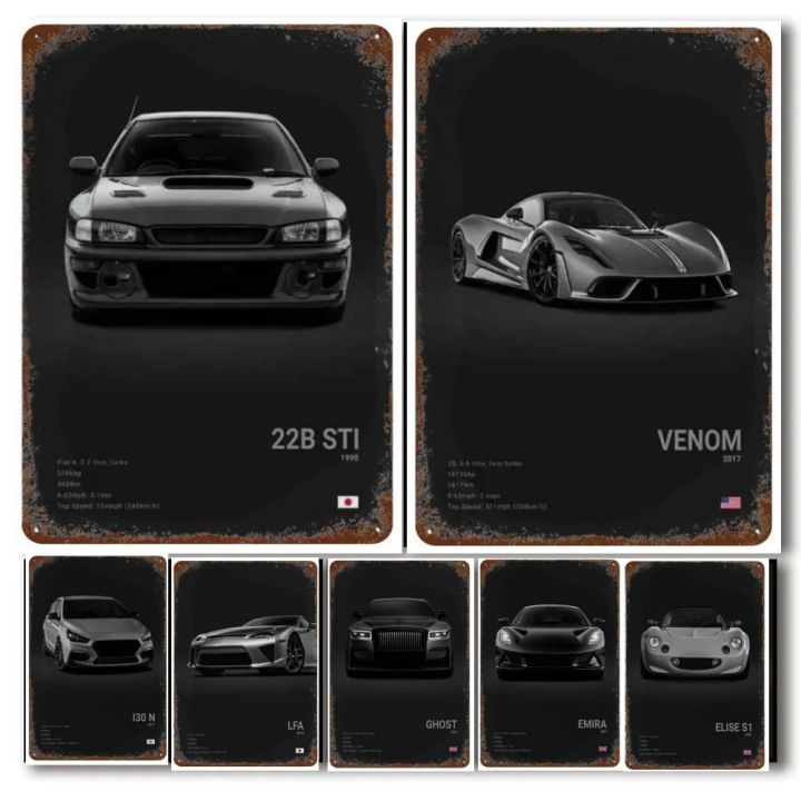 Pop Art Black Luxury Supercar Speed Metal Ting Signs Poster Aesthetic ...