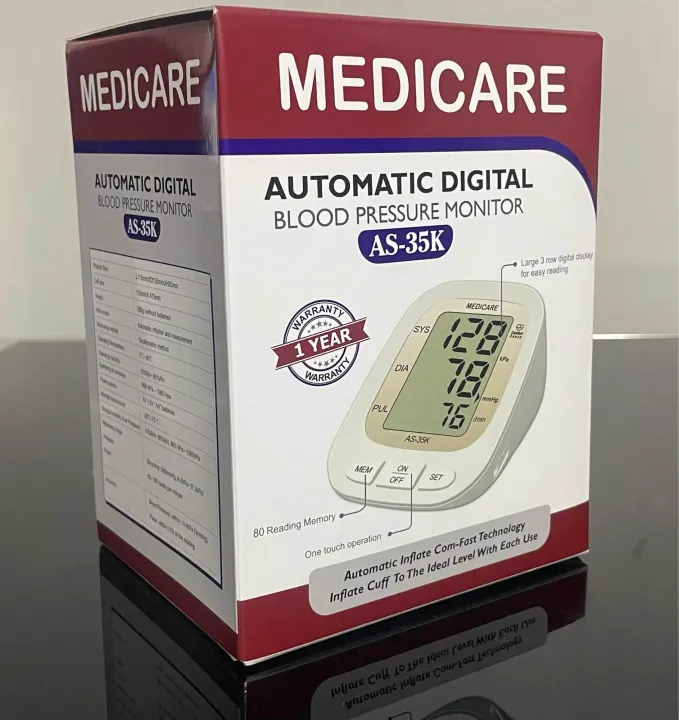 Medicare Automatic Digital Blood Pressure Monitor AS-35k 1Year warranty ...