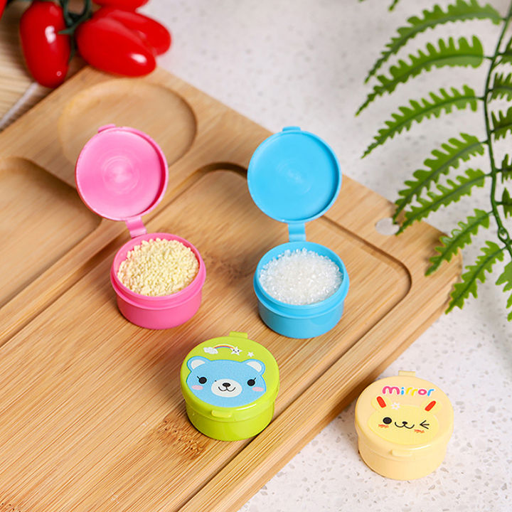 4Pcs Lunch Bento Sauce Container Cute Design Portable Plastic Condiment ...