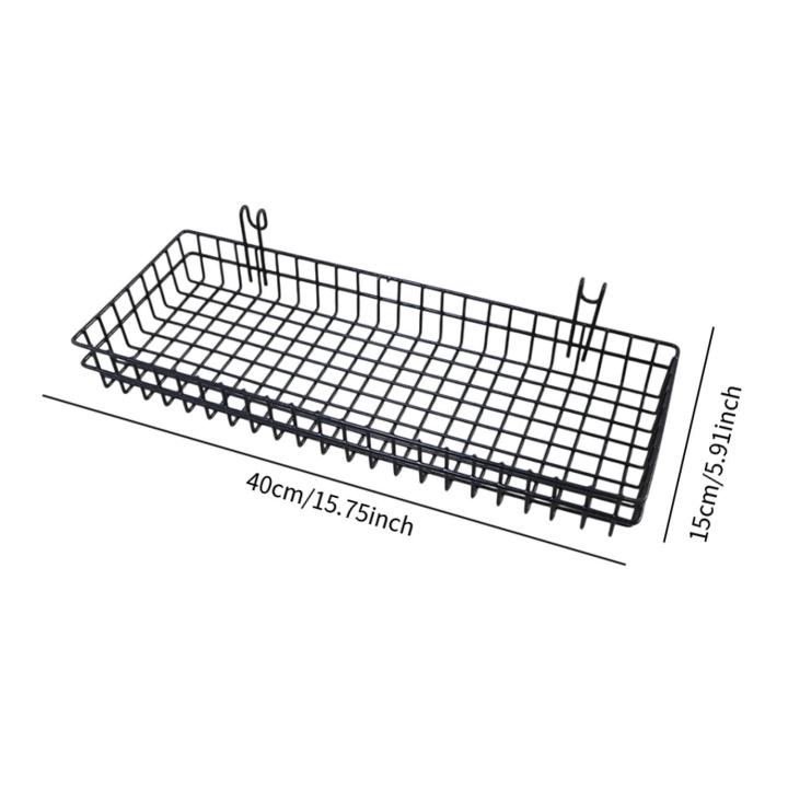 Wire Hanging Basket Shelf Supplies behind A Door Wall Grid Panel for ...