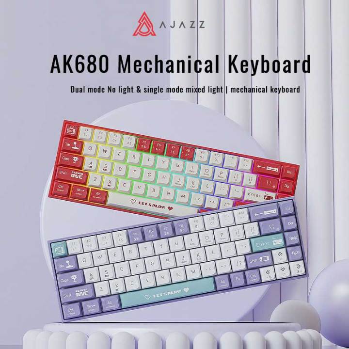 AJAZZ Mechanical Keyboard 68 Keys Hotswap Gaming Keyboards AK680 2.4G ...