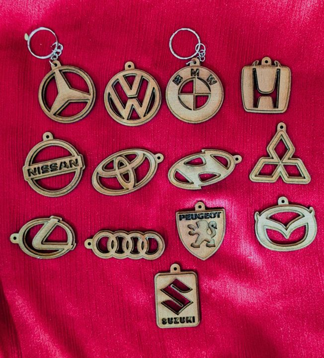 wooden car logo key tag | Daraz.lk