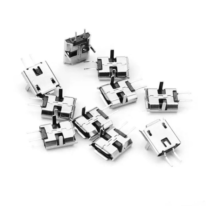 10Pcs- Micro USB Female Socket Type-B 2 Pin Female DIP Power Socket ...