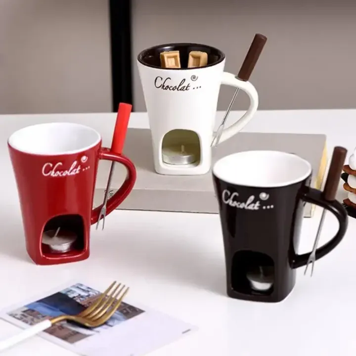 200ml Chocolate Fondue Mug Melting Cups Hot Pot Ceramic Melted Cups ...