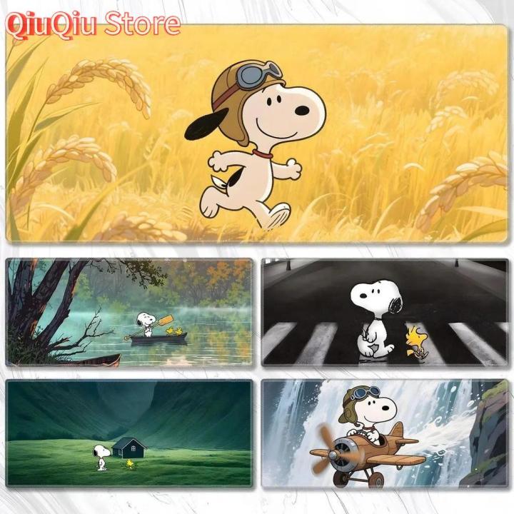 Kawaii Snoopy Life Story Anime Desk Mat Green Cartoon Creative Cute ...