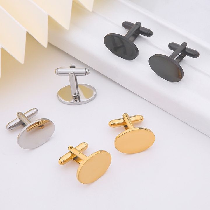 Minimalist Blank Round Square Stainless Steel Cufflinks Silver Gold ...