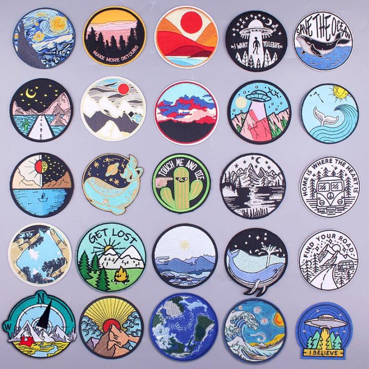 Outdoor Parches Mountain Embroidery Patches for Clothes Iron On Patches ...