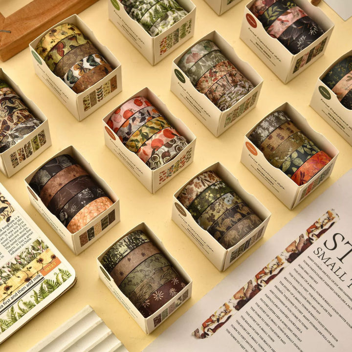 5 Rolls Spring Floral Washi Tapes Colorful Flowers Watercolor Plants ...