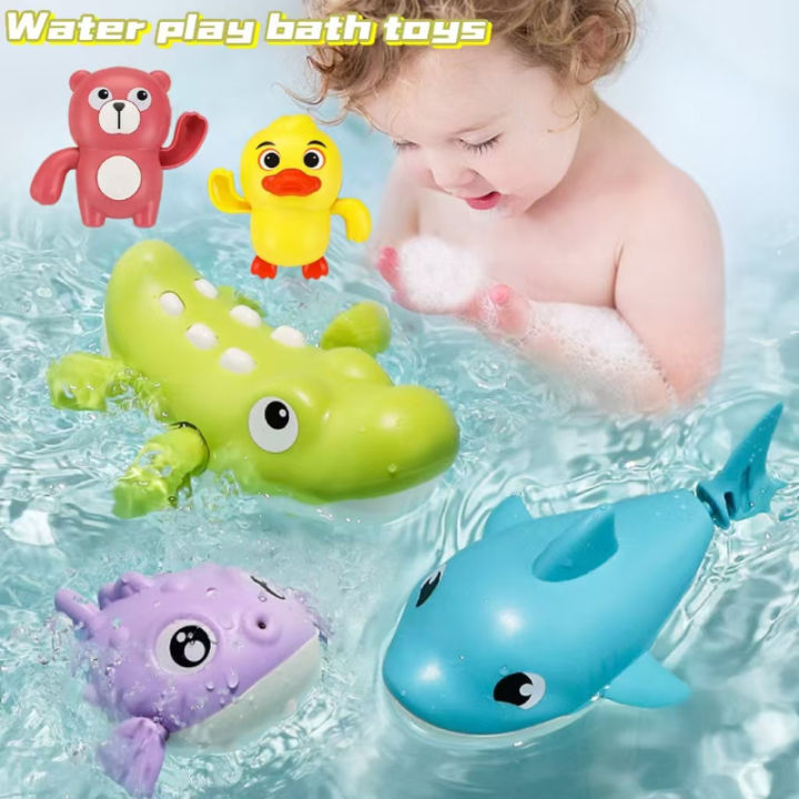 Baby Bathroom Wind-up Clockwork Cartoon Duck Shark Puffer Fish Animal ...