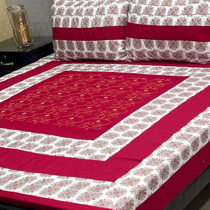 Embriodered Bedsheet Set King Size Patchwork Embriodered Bedsheet Double Bed Export Quality ...