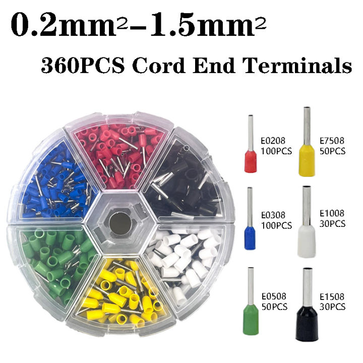 360PCS Pure Copper Cord End Terminals Kit Insulated Tubular Crimp ...