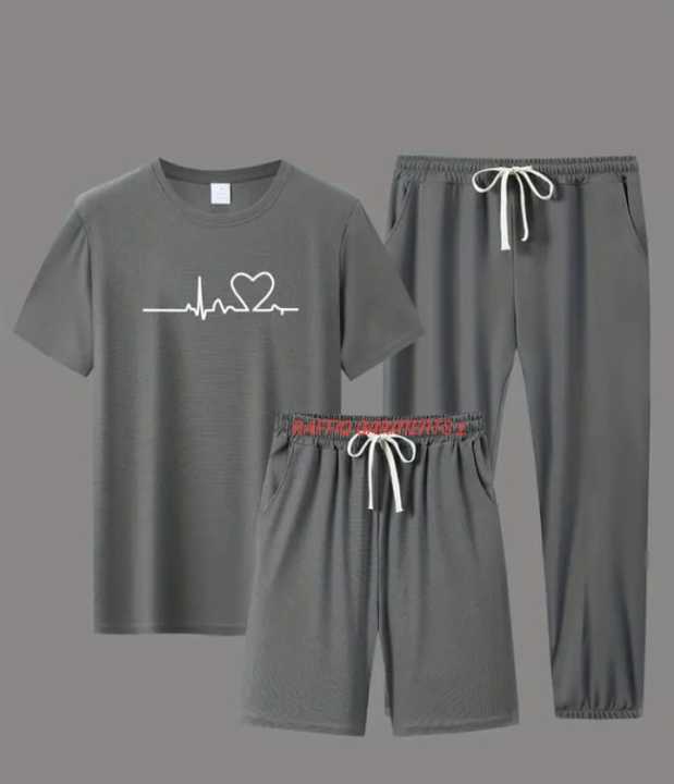RAFFIQ GARMENTS 2 NEW ARRIVAL GREY PACK OF 3 SUMMER TRACKSUIT WITH ...