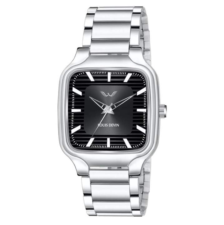 LOUIS DEVIN Steel Chain Analog Wrist Watch for Men (Silver/Green/Brown ...
