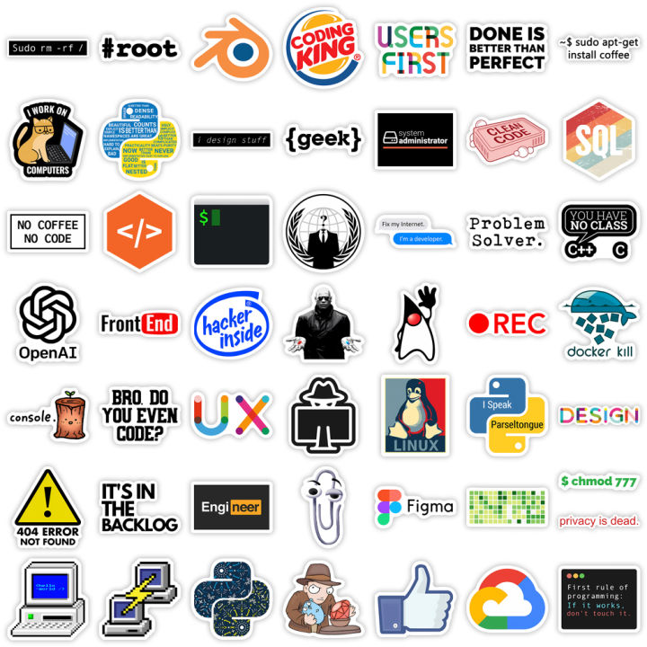25pcs Geek Developers Stickers Programming Languages Application Logo ...