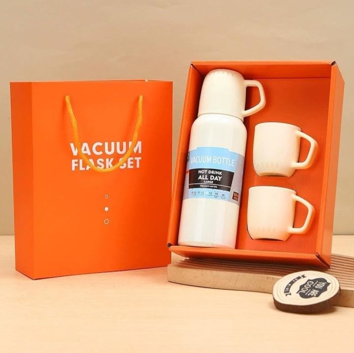 3 in 1 Stainless Steel Vacuum Flask Set | Double Wall Insulated Flask ...
