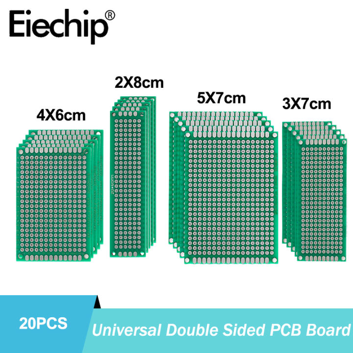 20 Pcs Prototype Boards 2X8 3X7 4X6 5X7 Double Sided PCB Board Hole ...