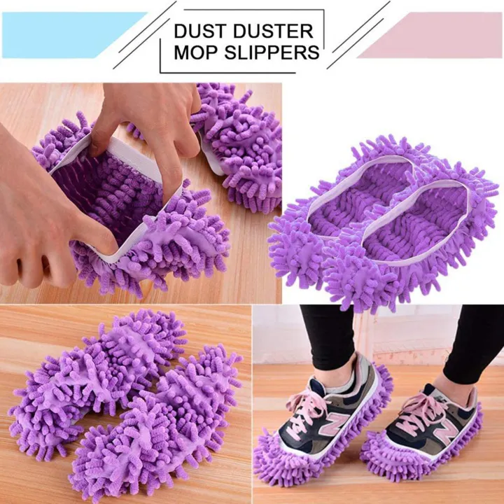 2PCS Multifunction Floor Dust Cleaning Slippers Lazy Mopping Shoes Home ...