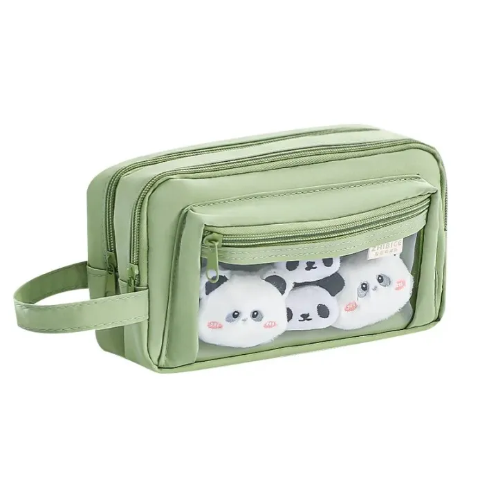 Multi Layered Pencil Case with Transparent Front Pocket Design, Large ...