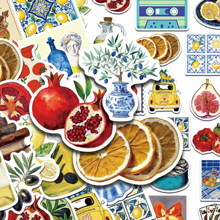50Pcs Mediterranean Tomato Stickers Decals For Laptop Scrapbook ...