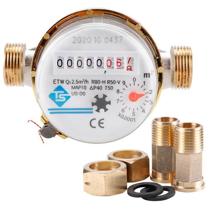 15mm 1/2 inch Cold Water Meter Read of Cubic Flow Meter 360 Adjustable ...
