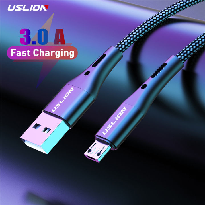 USLION Black Micro USB Cable Fast Charging For Xiaomi Android Mobile ...