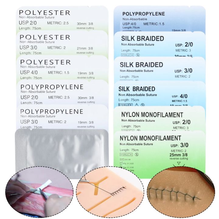 2/0 3/0 4/0 Surgical Simulation Suture Nylon Silk Polypropylene ...