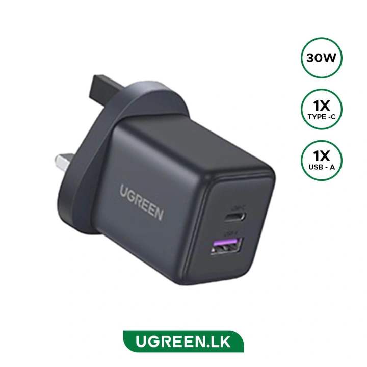 UGREEN 30W 2-Port GaN Fast Charger (UK Plug, Space Gray) – X516 – 65036 ...