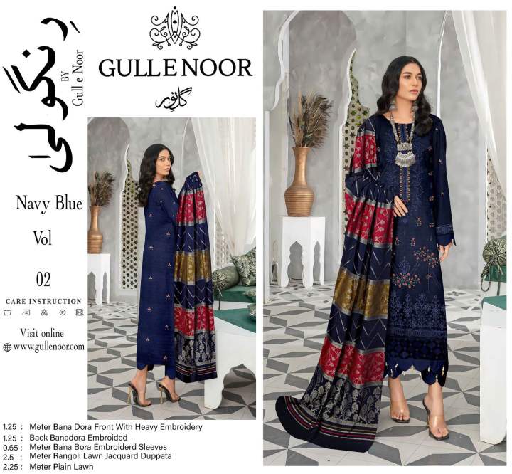 Gull E Noor Embroidered lawn 3 pcs | Daraz.pk